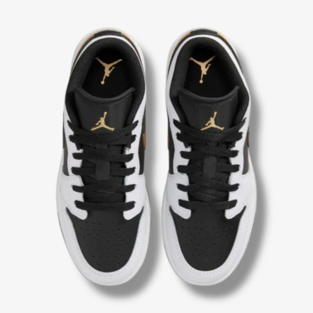 Air Jordan 1 Low (GS) White Metallic Gold Black 553560-172 – Sneaker ...